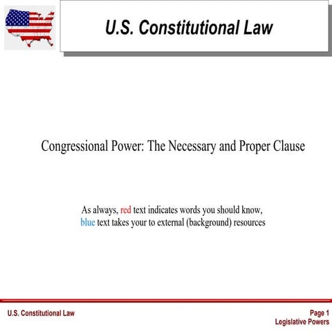 Congressional Power: Necessary and Proper Clause | PDF