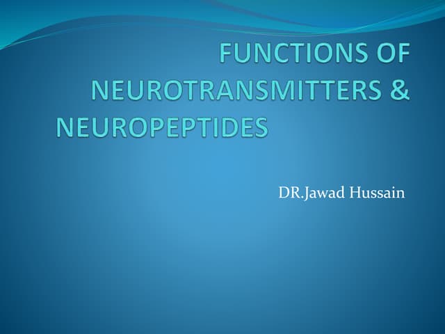 Neurotransmitter ppt | PPTX | Brain and Nervous System Disorders | Diseases and Conditions