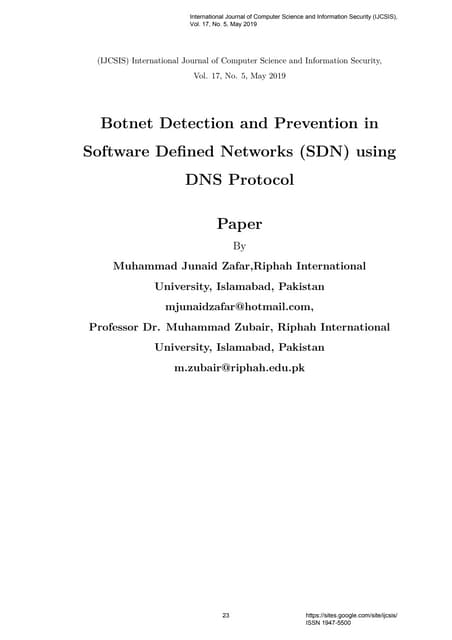 Botnet Detection And Prevention In Software Defined Networks Sdn