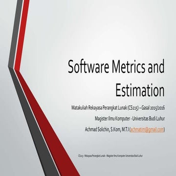 Lecture 04 Software Metrics and Estimation | PPT | Free Download