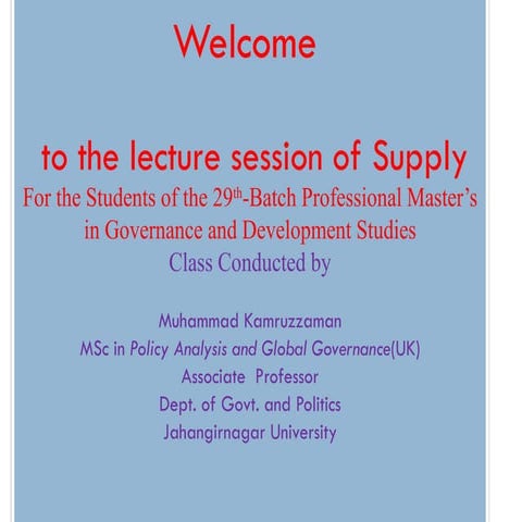 04 Theory of Supply to understand the Theory. | PPTX