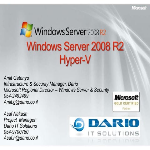 Windows Server 2008 R2 Hyper V | PPTX