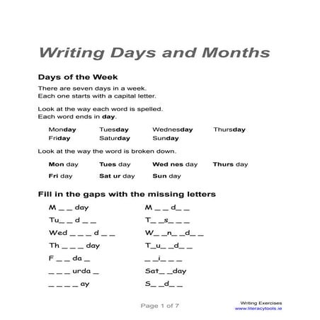 04 writing days and months | PDF