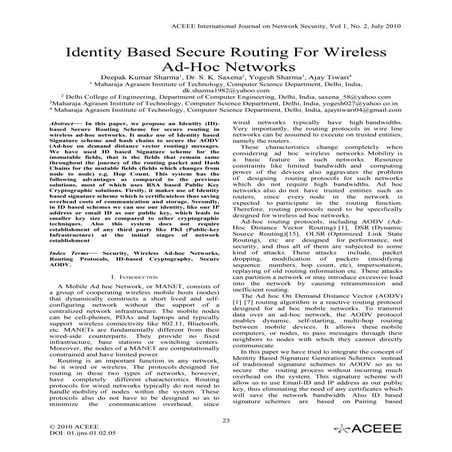Identity Based Secure Routing For Wireless Ad-Hoc Networks | PDF