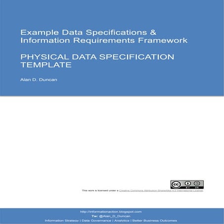 Example data specifications and info requirements framework OVERVIEW