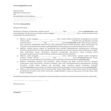 surat komplain pembelian barang | DOCX