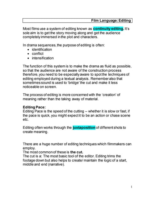 05. editing notes sheet | PDF