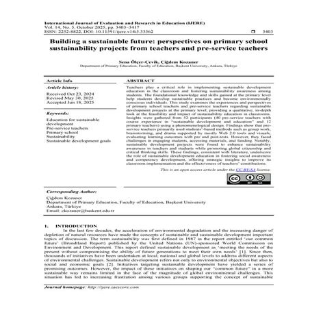 Building a sustainable future: perspectives on primary school ...