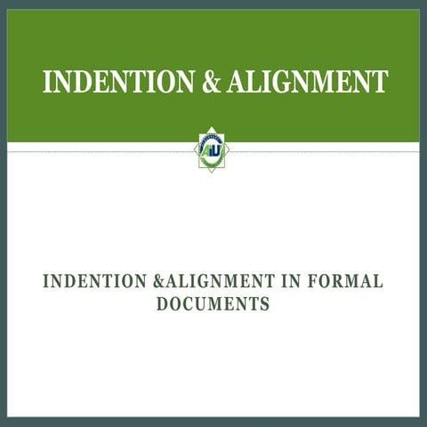 Professional Communication - Indention & Alignment in Formal Letters | PPTX