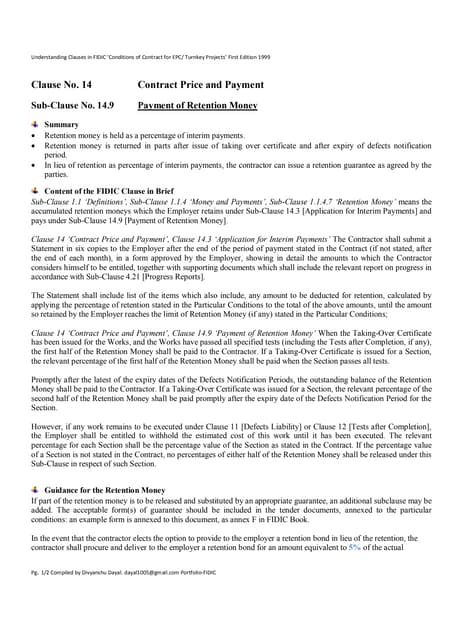 Clause 14.2 Advance Payment-Understanding Clauses in FIDIC ‘Conditions ...