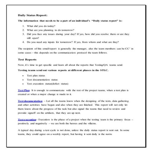 Daily statusreport | DOCX