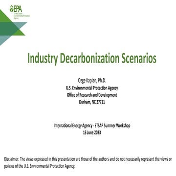 Building and Industry Decarbonization Scenarios using EPA's TIMES models: COMET and EPAUS9rT ...