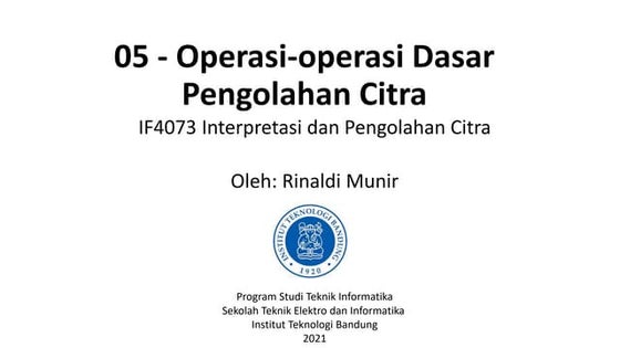 materi pengantar pengolahan citra digital | PPT