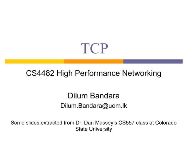 High Performance Networking With Advanced Tcp Pptx Computer 4475