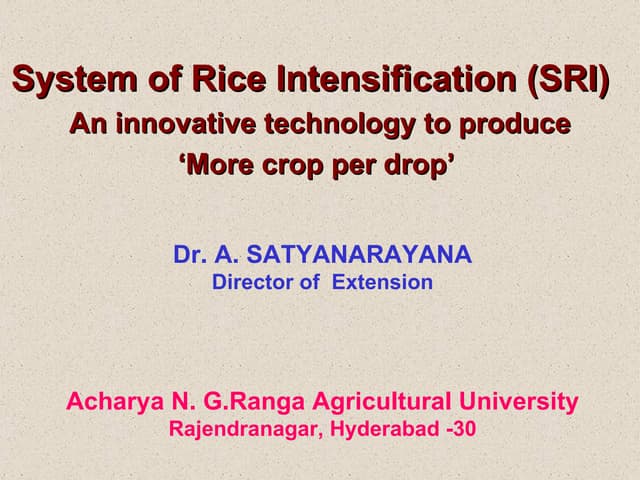 System of rice Intensification (SRI) | PPTX