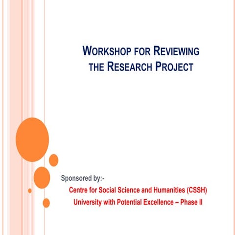 Workshop for Reviewing the Research Project | PPTX