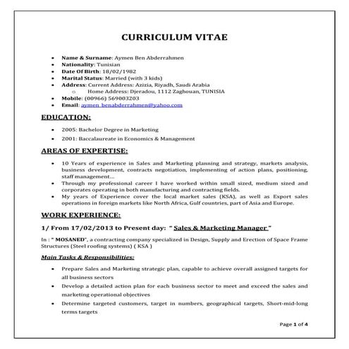 CV-Aymen Ben Abderrahmen | PDF