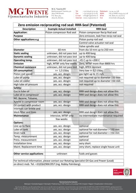 RRR zero emission reciprocating seal 1200 HOR | PDF