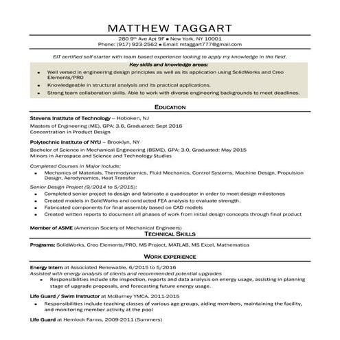 Matthew Taggart Official Resume | PDF