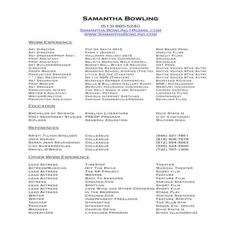 DirectingProduction Resume | PDF