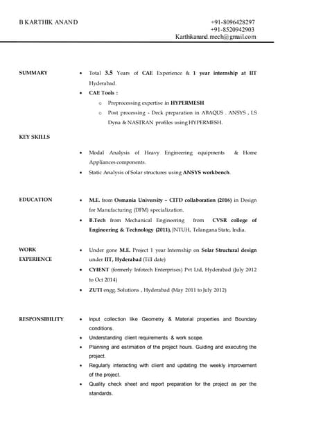 Pushkaraj Bhagwat Resume CAE Engineer | PDF