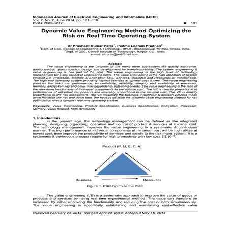 Dynamic Value Engineering Method Optimizing the Risk on Real Time ...
