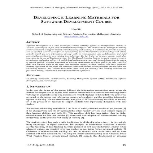 Developing E-Learning Materials for Software Development CourseA2 | PDF
