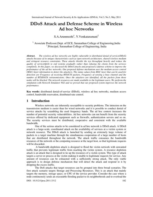 Ddos Attack And Defense Scheme In Wireless Ad Hoc Networks Pdf