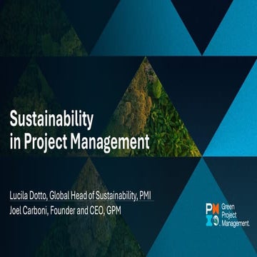 Sustainability in Project Management with Lucia and Joel | PDF