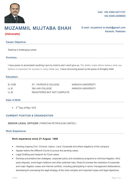 Lawyer CV (Advocate Ayaz Ali) | PDF
