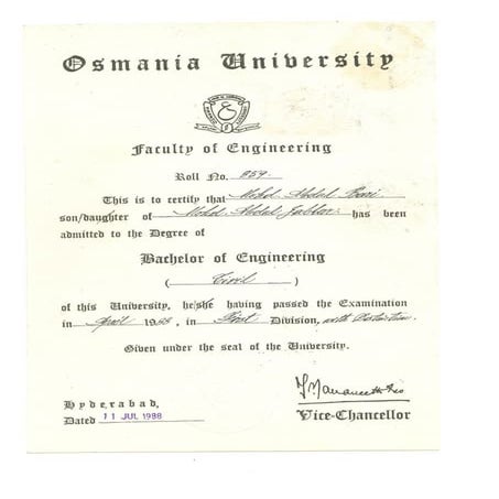 AbdulBari-B.E. DegreeCertificate, CivilEngineer | PDF