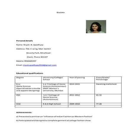 Biodata important | PDF