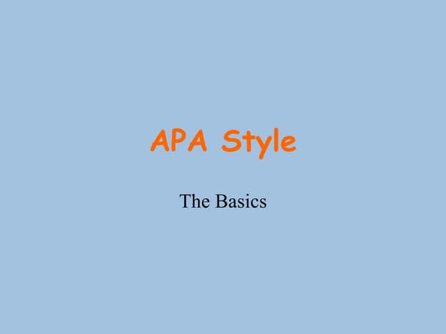 QuickSheet APA 6th Ed - The Basic Mechanics