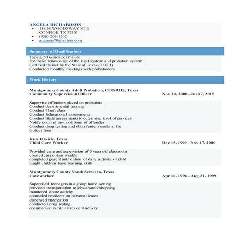 Resume Angela Richardson | PDF