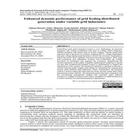 Enhanced Dynamic Performance Of Grid Feeding Distributed Generation Under Variable Grid