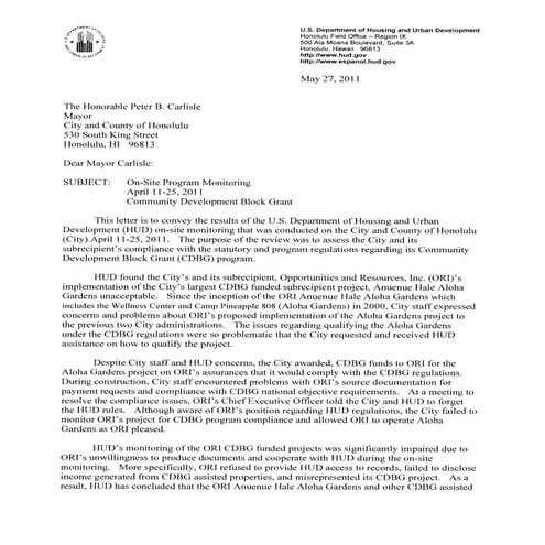 HUD Report on Honolulu May 2011 | PDF