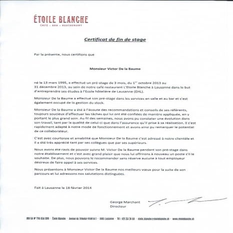 Certificat de stage (etoile blanche) | PDF