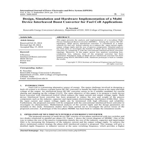 Design Simulation And Hardware Implementation Of A Multi Device Interleaved Boost Converter For