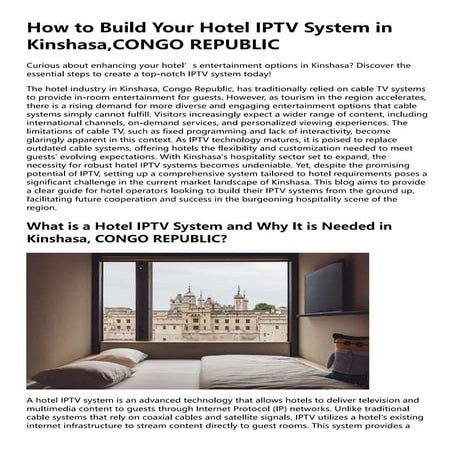 How to Build Your Hotel IPTV System in Kinshasa，CONGO REPUBLIC | PDF