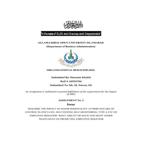 0565 organizational behavior | PDF