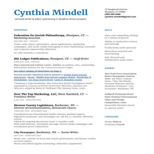 Mindellresume2016withinterviews | PDF