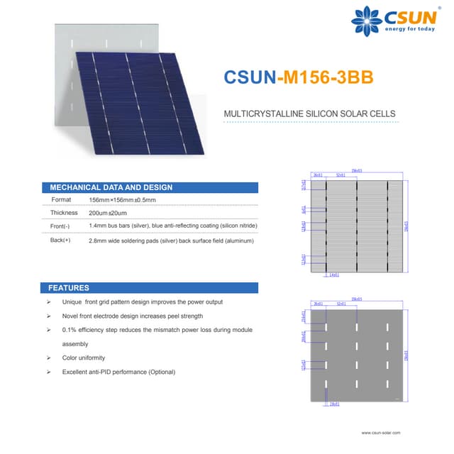 Cell datasheet CSUN PST V1 | PDF