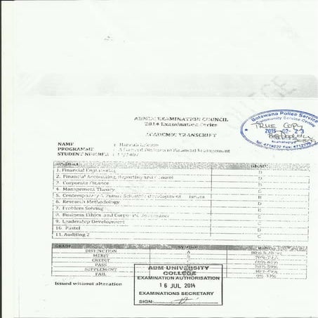 ACADEMIC TRANSCRIPT | PDF