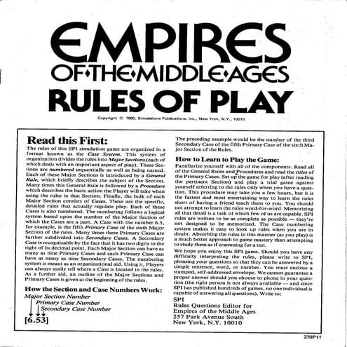 Empires of the Middle Ages SPI Rules | PDF