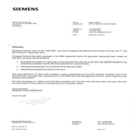 Reference Letter Siemens | PDF