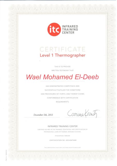 FLIR Certificate of Attendance Gas Imaging Training | PDF