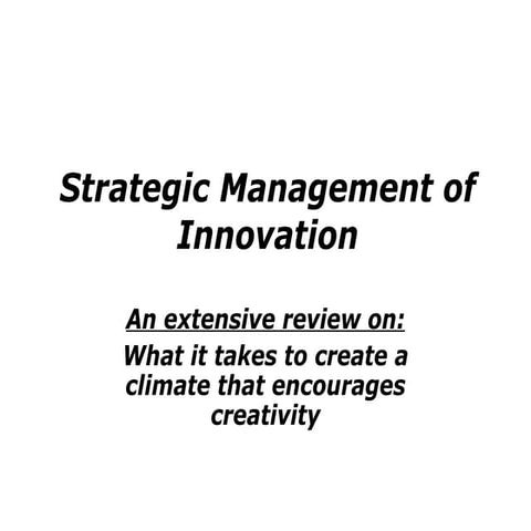 Strategic Management of Innovation_final | PPT