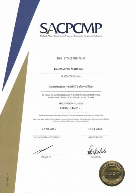 Vodacom Certificate - Yonke Installations 2016 vetting | PDF