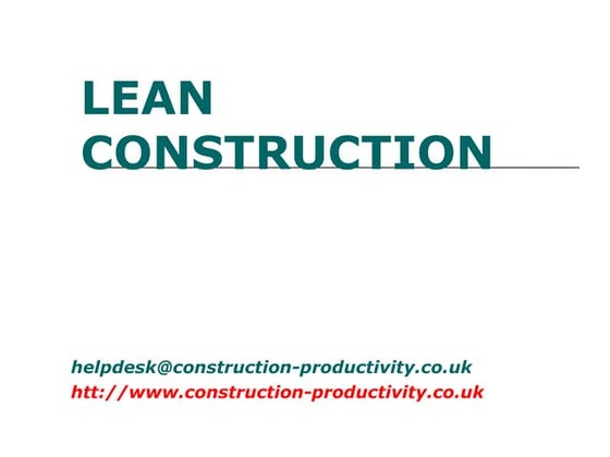 Essential Lean Construction Tools1.pptx | Construction Industry | Industries