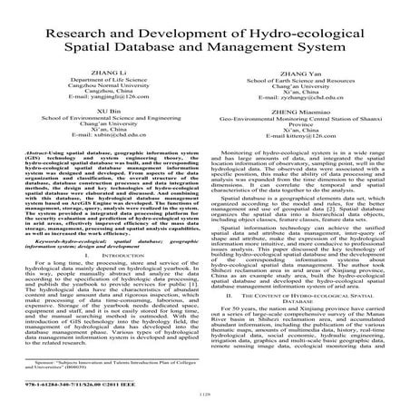 Research and Development of Hydro-ecological Spatial Database and ...